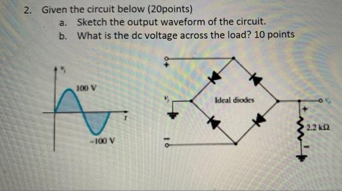 Solved 2. Given the circuit below (20points) a. Sketch the | Chegg.com