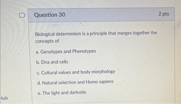 Biological determinism is a principle that merges | Chegg.com
