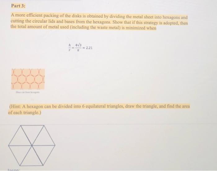 Solved Part 3: A more efficient packing of the disks is | Chegg.com
