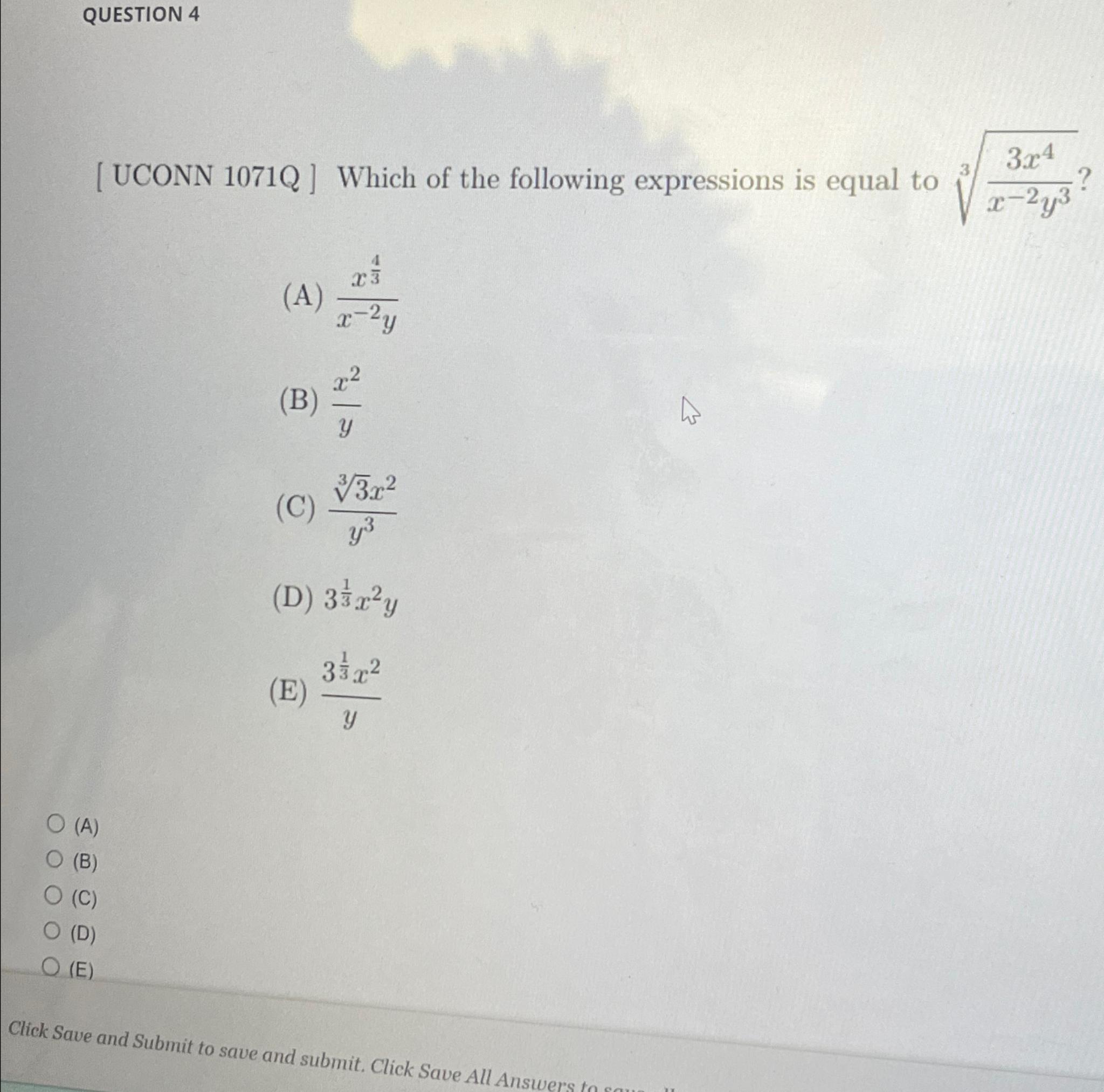 Solved QUESTION 4[UCONN 1071Q ] ﻿Which of the following | Chegg.com