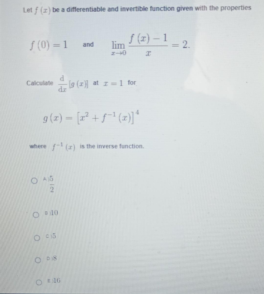 Solved Let F X Be A Differentiable And Invertible Function