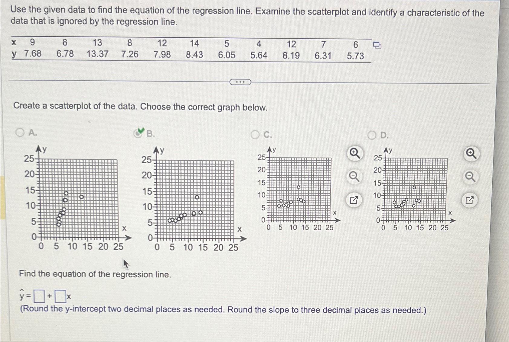 Solved Use the given data to find the equation of the | Chegg.com