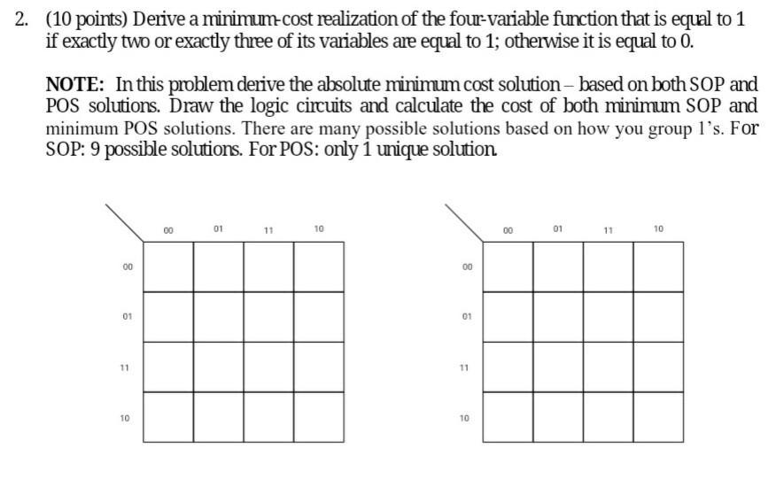 Solved Make 10 k-maps 9 sop 1 pos draw 10 logic circuit per | Chegg.com