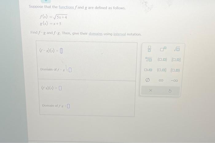 Solved Suppose that the functions fand g are defined as | Chegg.com