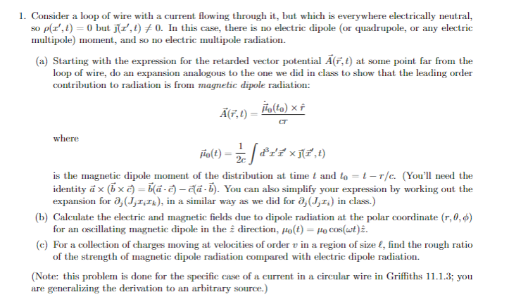 Solved Consider a loop of wire with a current flowing | Chegg.com