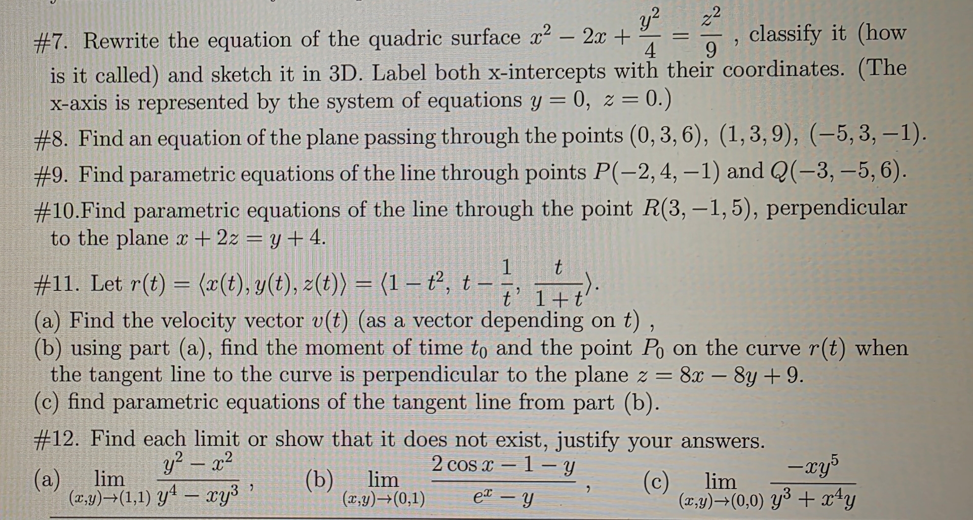 #7. ﻿Rewrite the equation of the quadric surface | Chegg.com