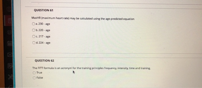 Solved QUESTION 61 MaxHR (maximum heart rate) may be | Chegg.com