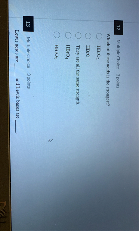 Solved Multiple Choice 3 ﻿pointsWhich of these acids is the | Chegg.com