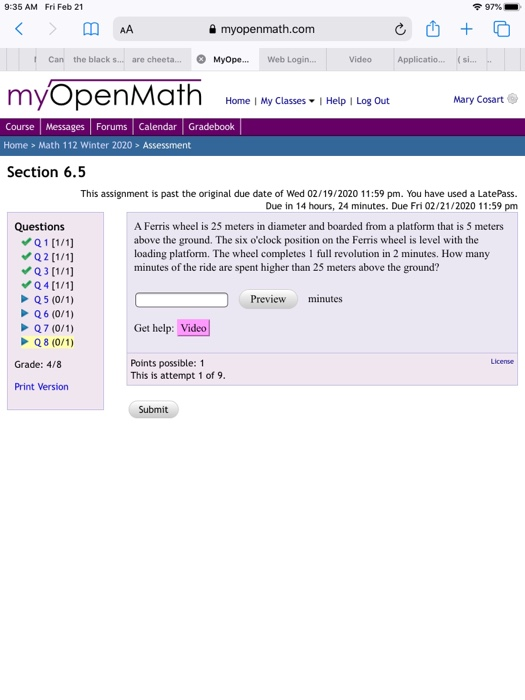 Solved 97% 9:35 AM Fri Feb 21 M AA myopenmath.com Ü + | Chegg.com