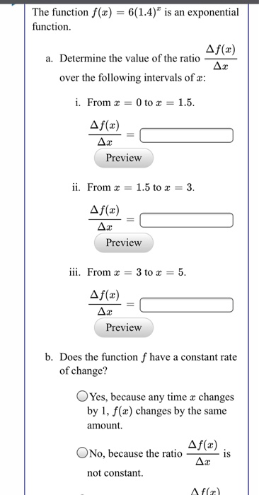 Solved The function f(x) = 6(1.4)* is an exponential | Chegg.com