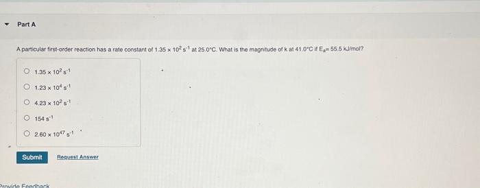 Solved A particular first-order reaction has a rate constant | Chegg.com