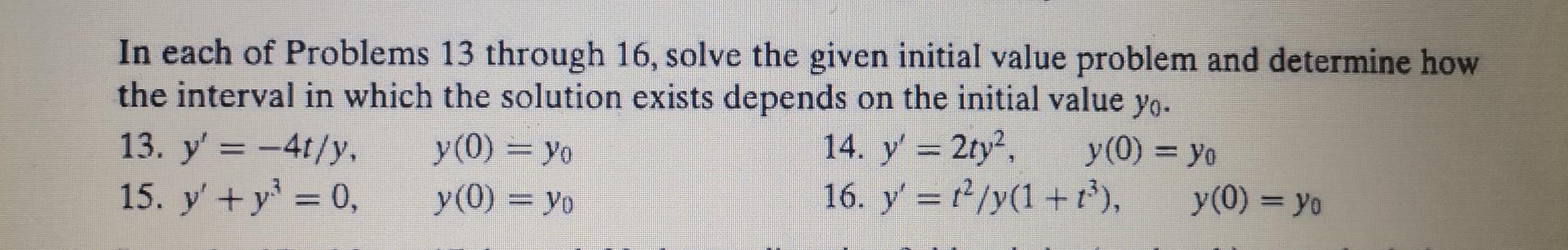 Solved In each of Problems 13 through 16 , solve the given | Chegg.com