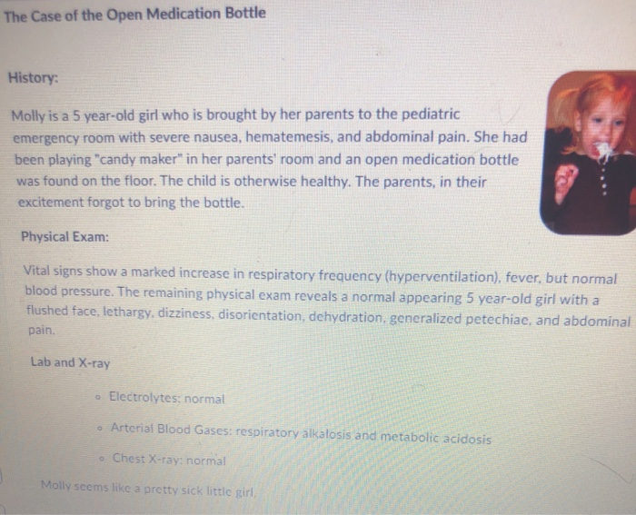 Solved The Case of the Open Medication Bottle History: Molly | Chegg.com
