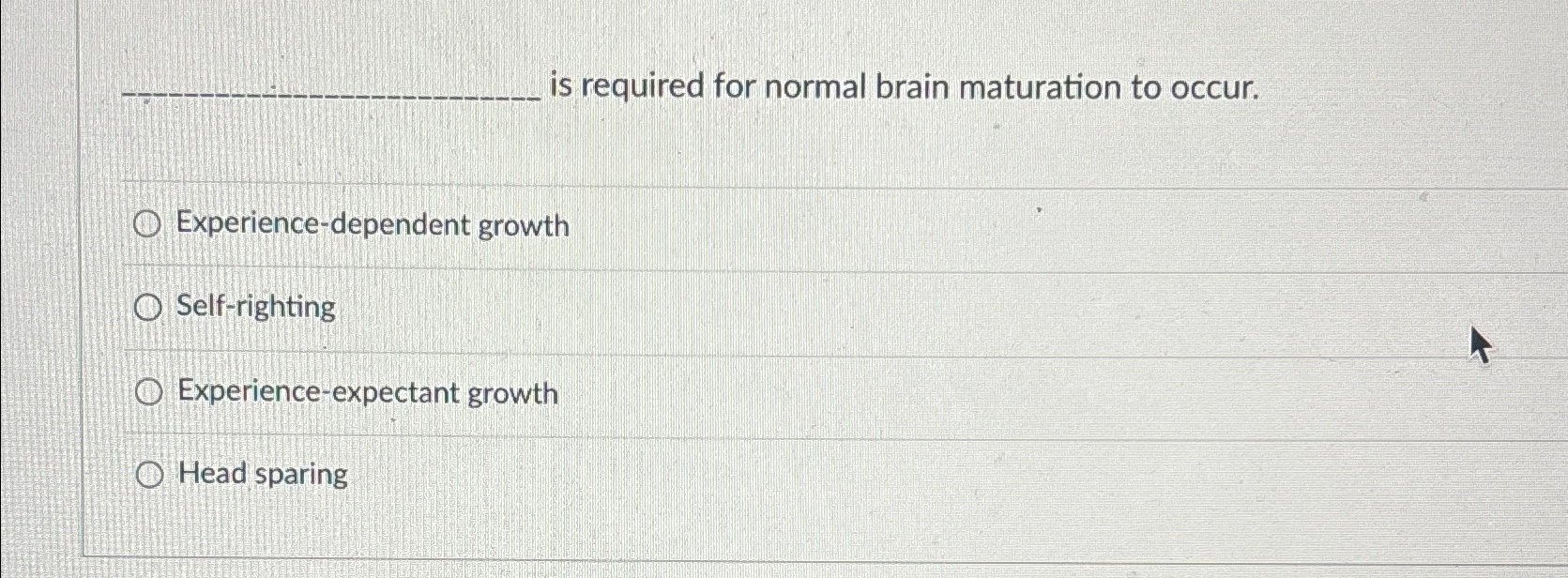 Solved is required for normal brain maturation to | Chegg.com