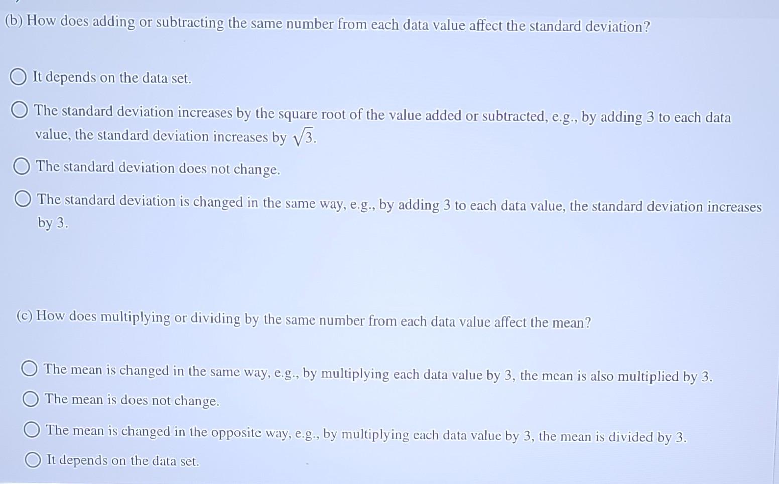Solved (c) How does multiplying or dividing by the same | Chegg.com