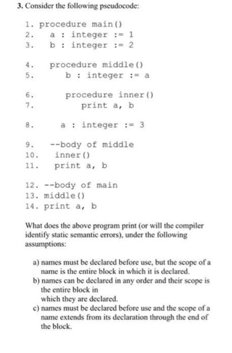 Solved 3. Consider the following pseudocode: 1. procedure | Chegg.com