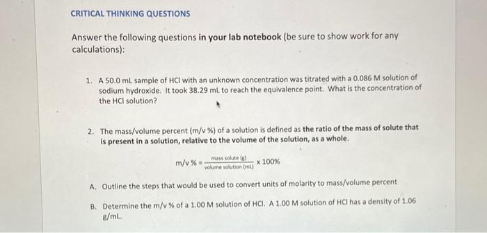 Solved CRITICAL THINKING QUESTIONS Answer the following | Chegg.com