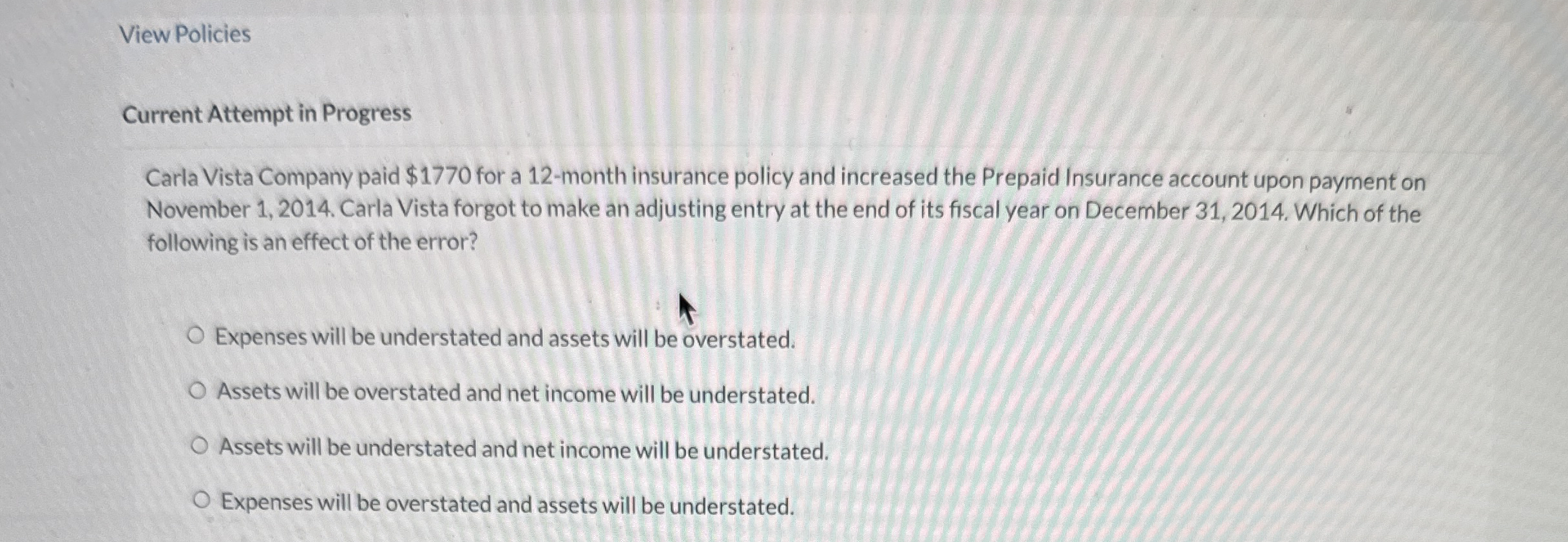 Solved View PoliciesCurrent Attempt in ProgressCarla Vista | Chegg.com