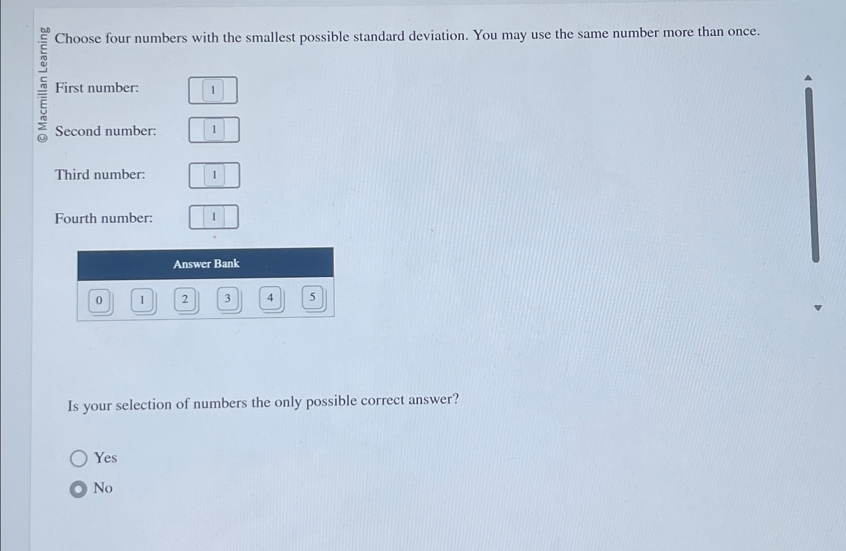 Solved Choose four numbers with the smallest possible | Chegg.com