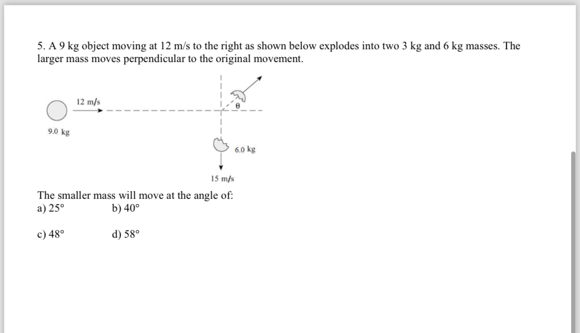 Solved A 9kg ﻿object moving at 12ms ﻿to the right as shown | Chegg.com