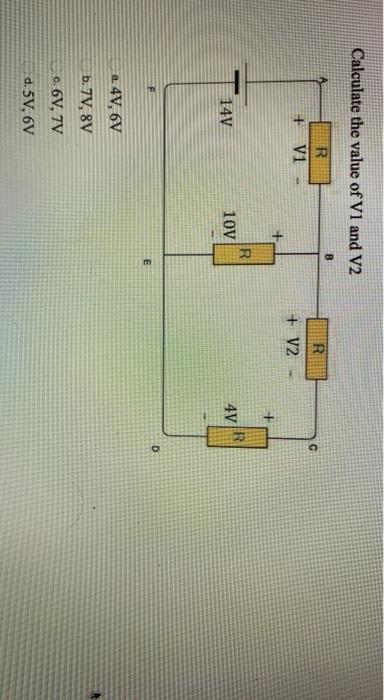 Solved Calculate the value of V1 and V2 B R R + V1 С + V2 + | Chegg.com