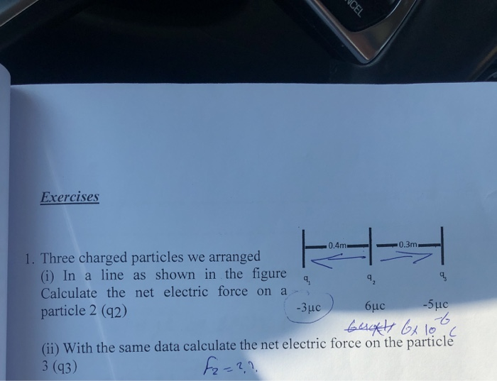 Solved NCEL Exercises 1. Three charged particles we arranged | Chegg.com