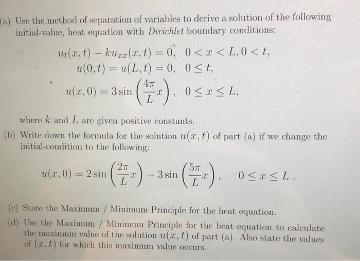 Solved - (a) Use the method of separation of variables to | Chegg.com