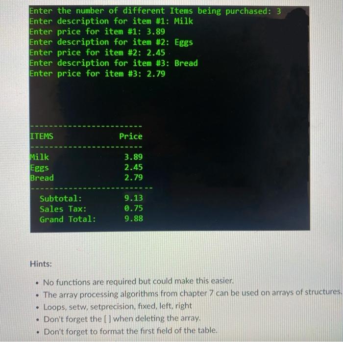Solved Goals: - Write your own structure. - Use an array of | Chegg.com