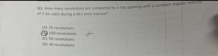 Solved Q1. How many revolutions are completed by a top | Chegg.com