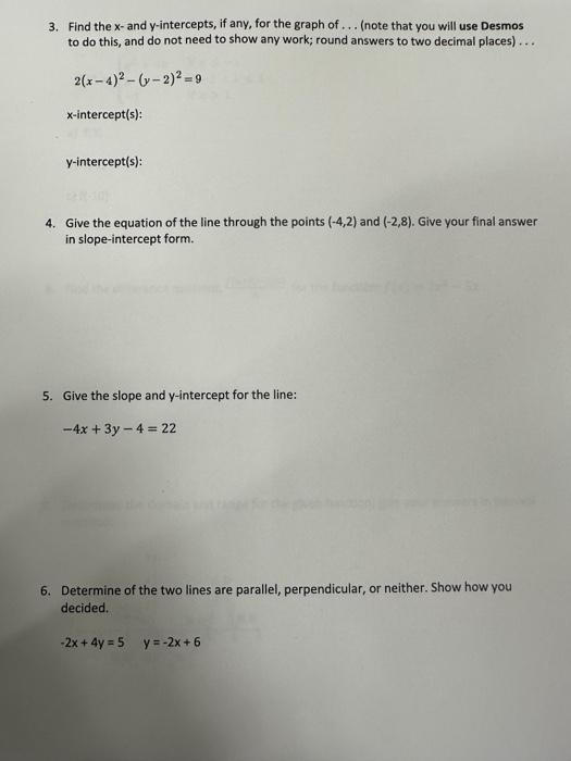 Solved 3. Find the x-and y-intercepts, if any, for the graph | Chegg.com