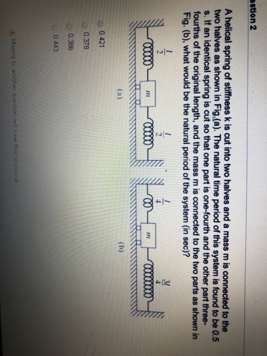 Solved astion 2 A helical spring of stiffness k is cut into | Chegg.com