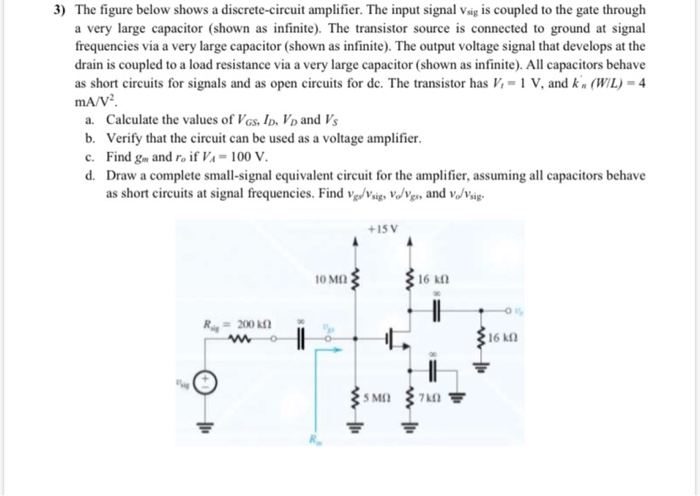 Solved 3) The figure below shows a discrete-circuit | Chegg.com