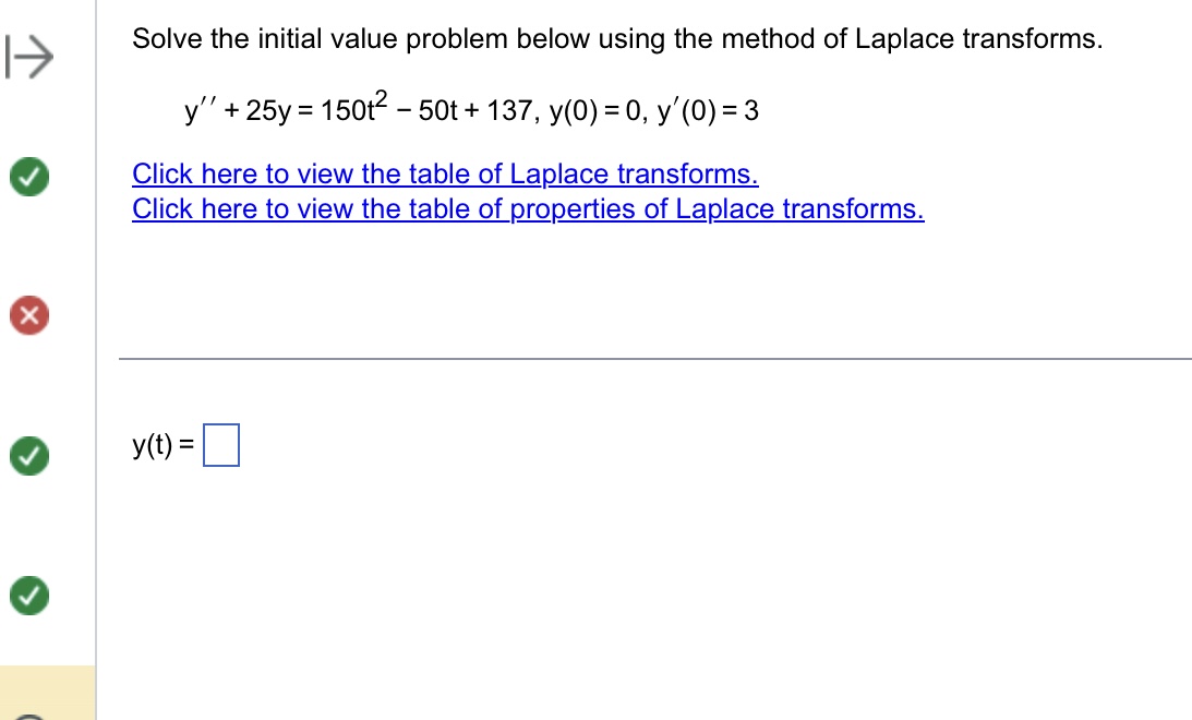 Solved Solve the initial value problem below using the | Chegg.com