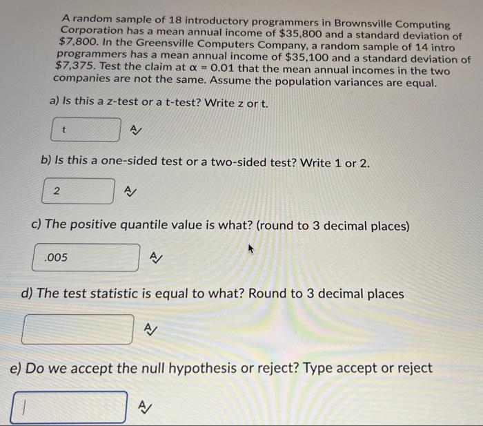 Solved A random sample of 18 introductory programmers in | Chegg.com