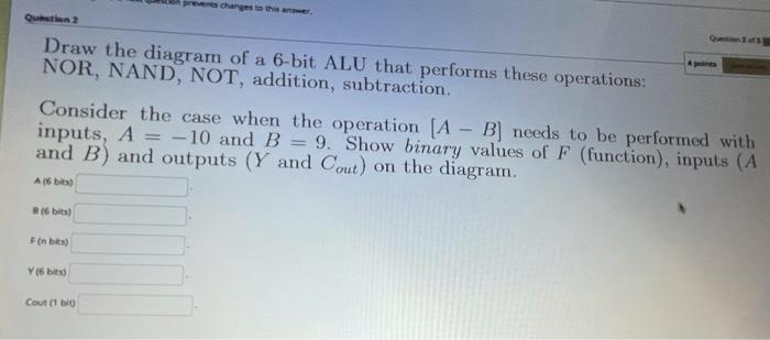 Solved Qta2 Draw the diagram of a 6-bit ALU that performs | Chegg.com