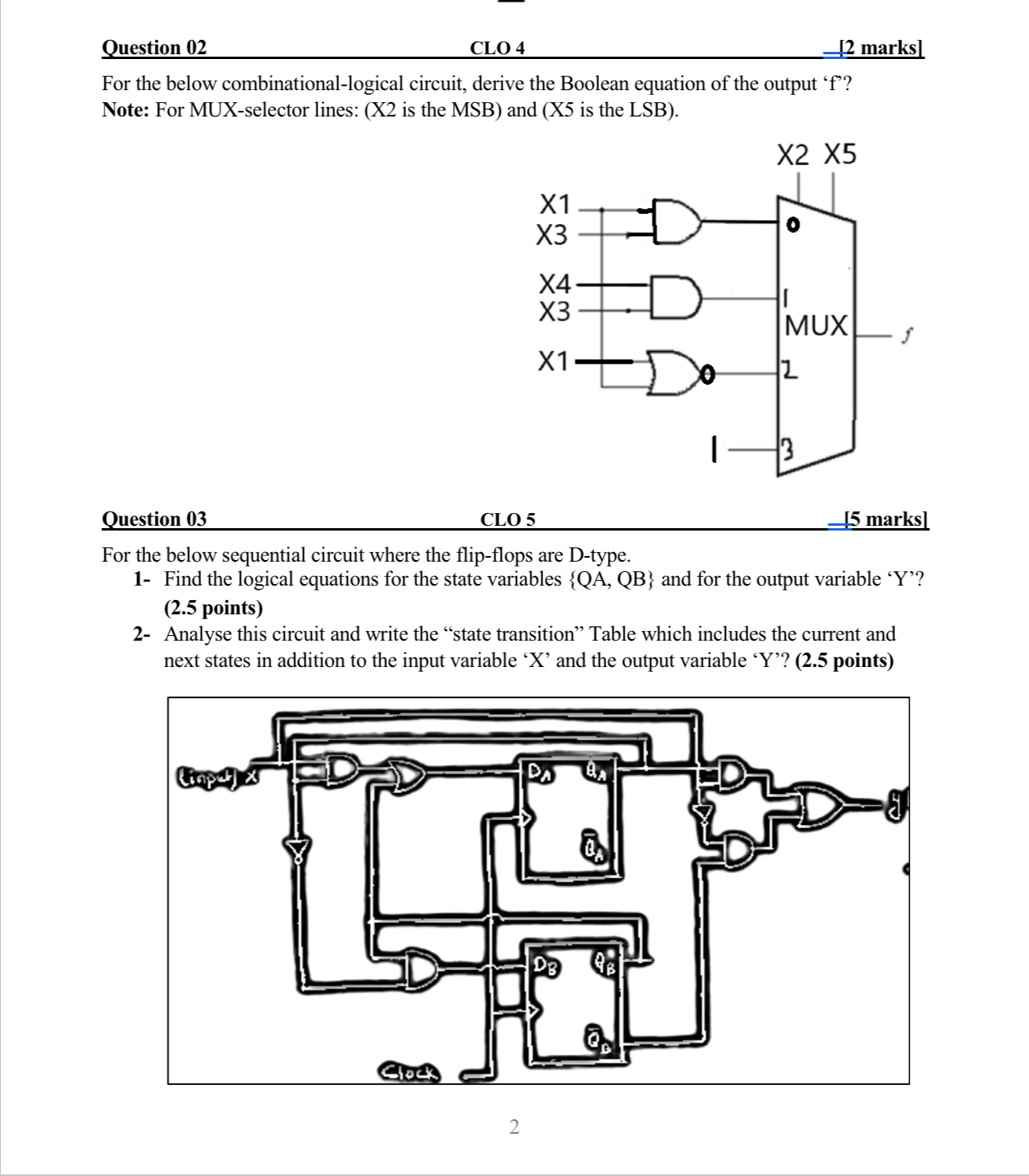 Solved Question 02CLO 4[2 ﻿marks]For the below | Chegg.com