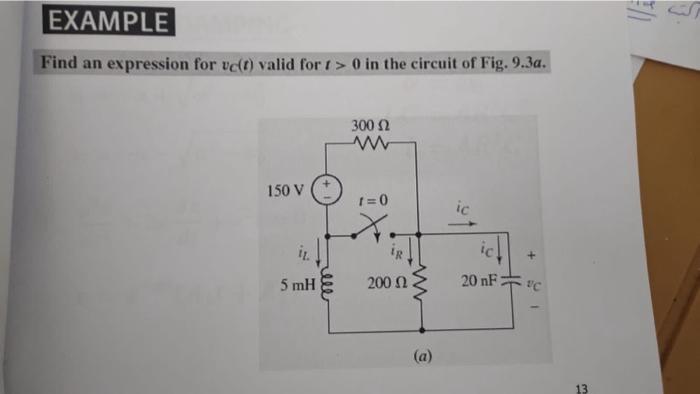 Solved Find an expression for vC(t) valid for t>0 in the | Chegg.com