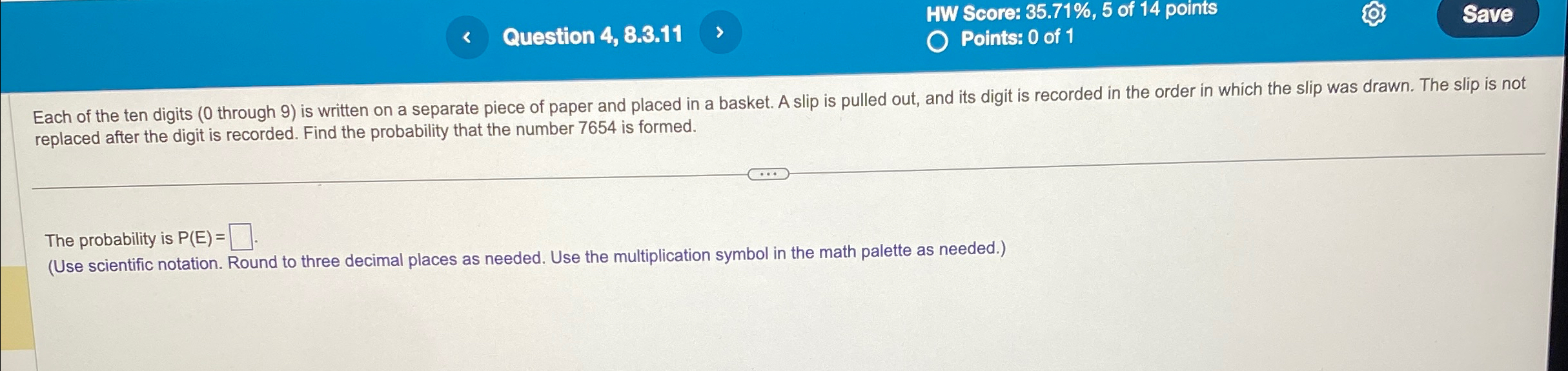 Solved Question 4, 8.3.11HW Score: 35.71%,5 ﻿of 14 | Chegg.com