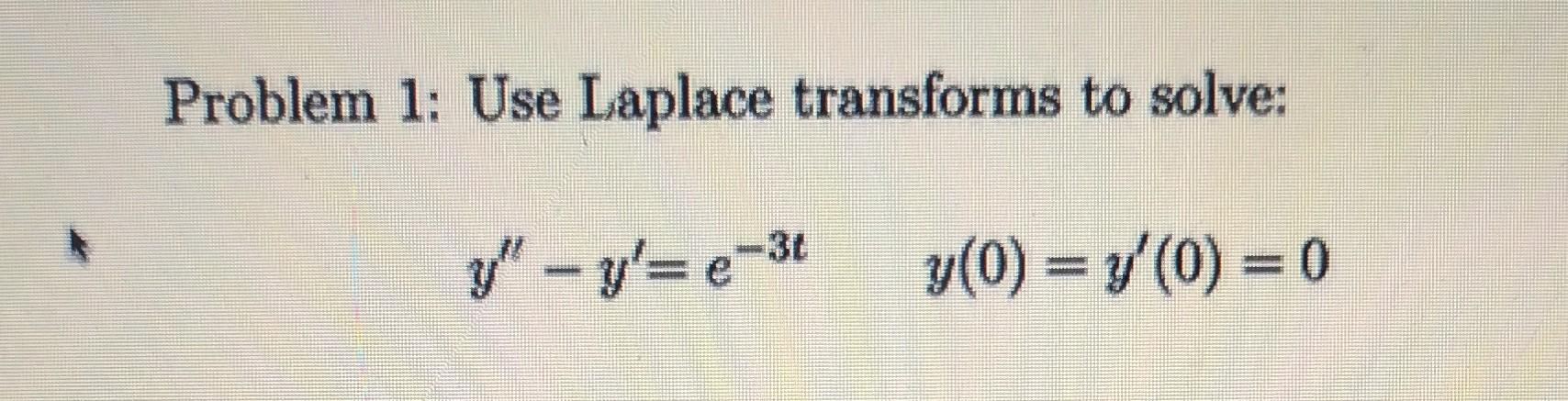 Solved Problem 1: Use Laplace transforms to solve: | Chegg.com