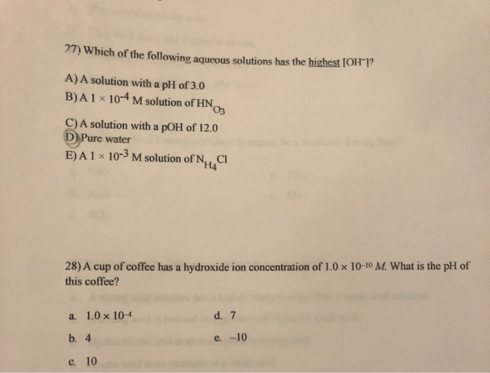 Solved Which of the following aqueous solutions has the | Chegg.com