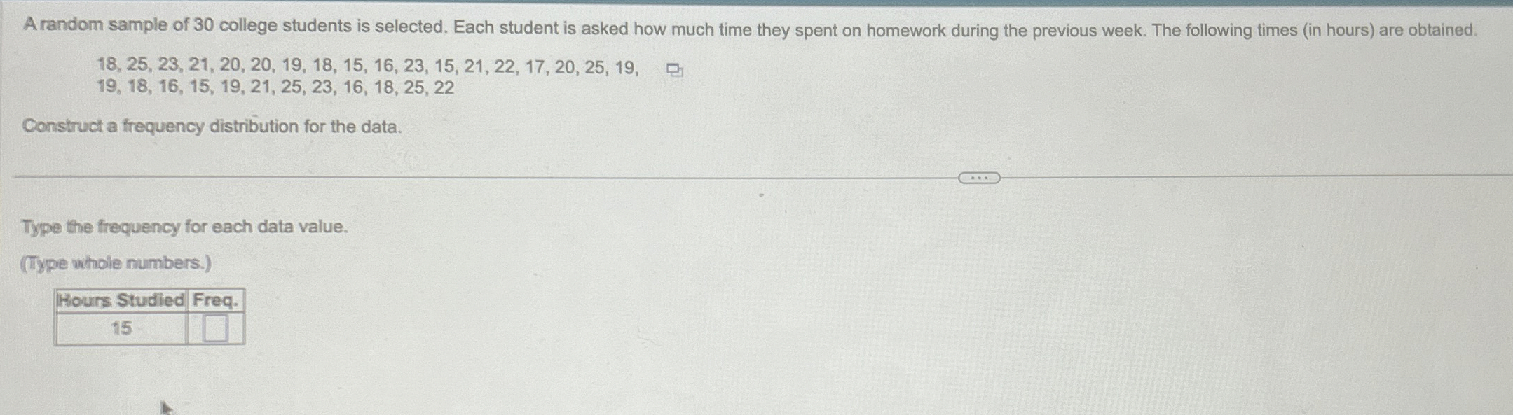 Solved A random sample of 30 ﻿college students is selected. | Chegg.com