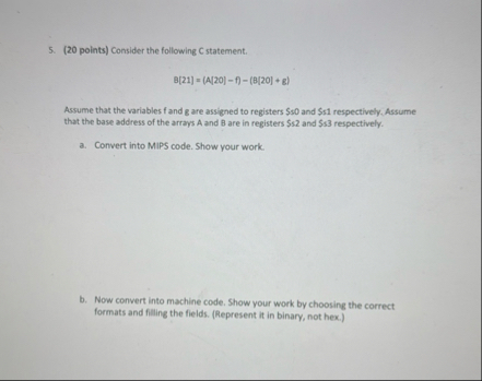 ( 20 ﻿points) ﻿Consider the following C | Chegg.com