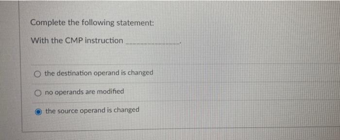 Solved Complete the following statement: With the CMP | Chegg.com