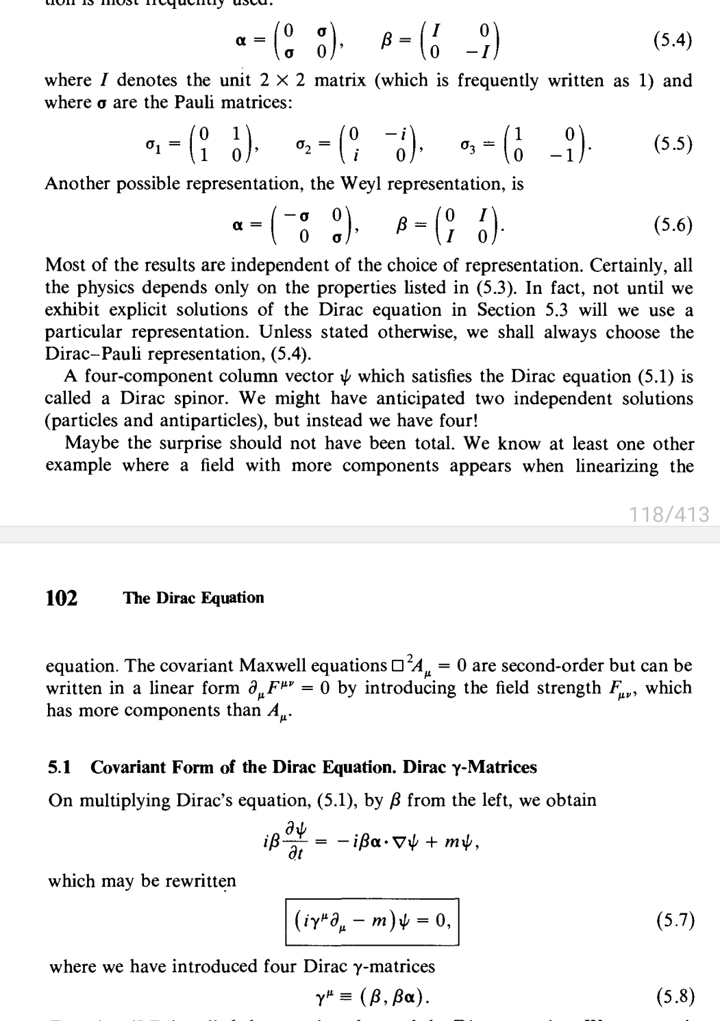 Solved EXERCISE 5.6 ﻿In representation (5.4) ﻿and (5.8) ﻿of | Chegg.com