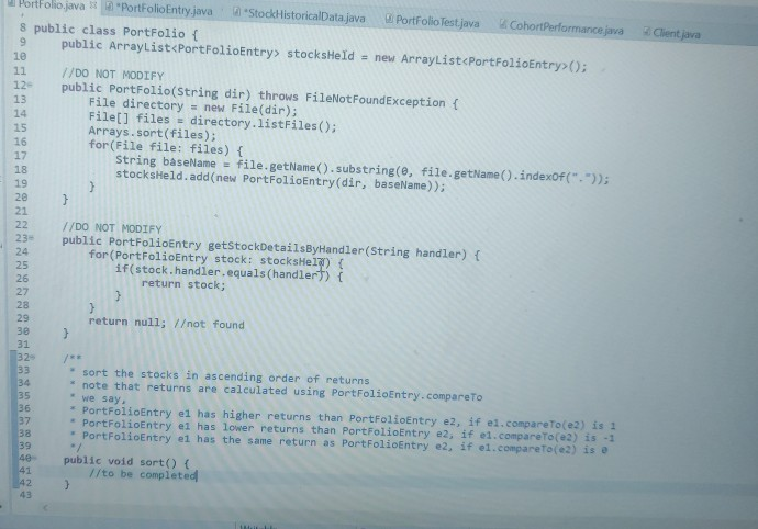 Solved + Portfolio Test.java Client java } Portfolio.java | Chegg.com