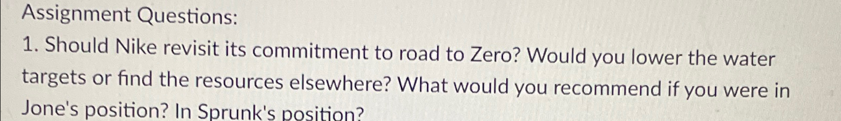 Solved Assignment Questions:Should Nike revisit its | Chegg.com