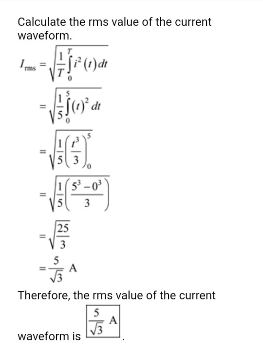 Solved Calculate the rms value of the current waveform. | Chegg.com