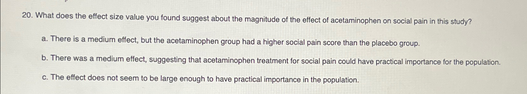 Solved What Does The Effect Size Value You Found Suggest
