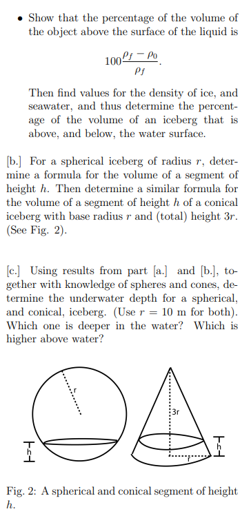 Solved [b.] ﻿For a spherical iceberg of radius r, | Chegg.com