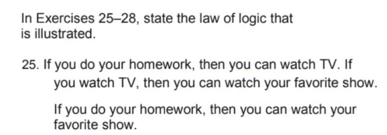 Solved In Exercises 25 28 State The Law Of Logic That Is Chegg
